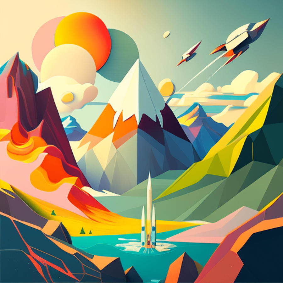 Colorful Mountain Wall Art Digital Art by Artistic Walls - Fine Art America