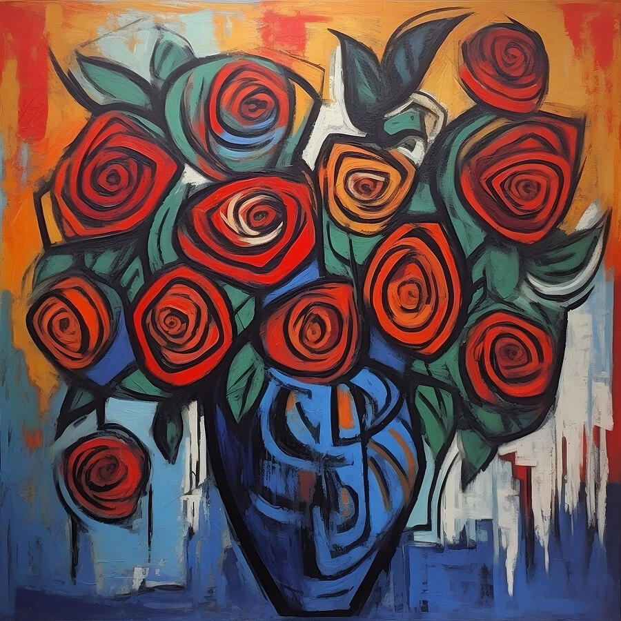 Colorful Petals- Exploring the Abstracted Beauty of Cubist Roses Digital Art by OlfactoArt ...