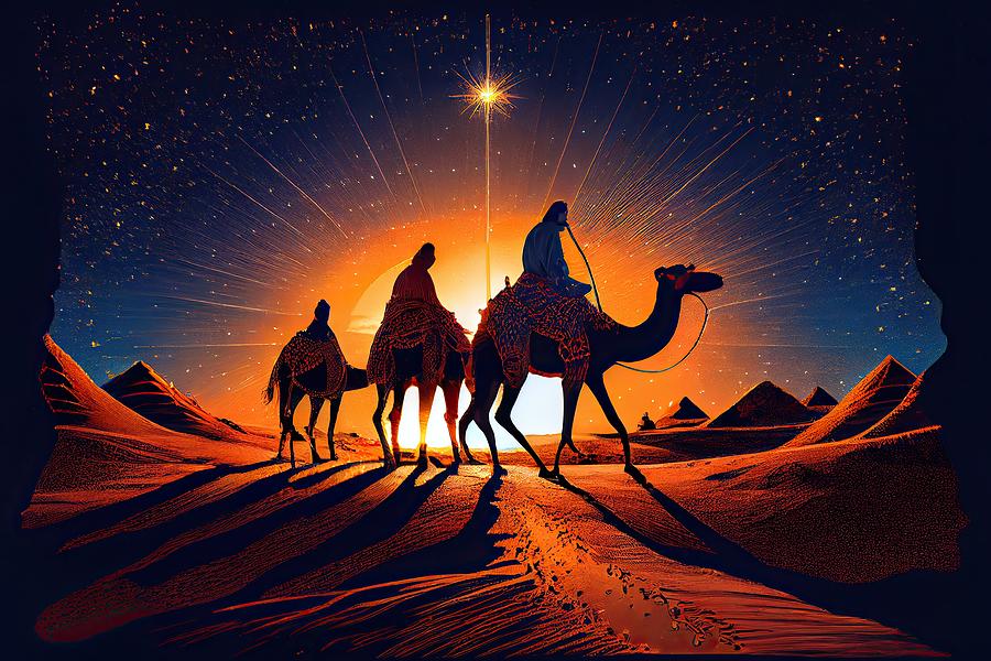 Colourful The Three Wise Men Traveling to Bethlehem Generative AI ...