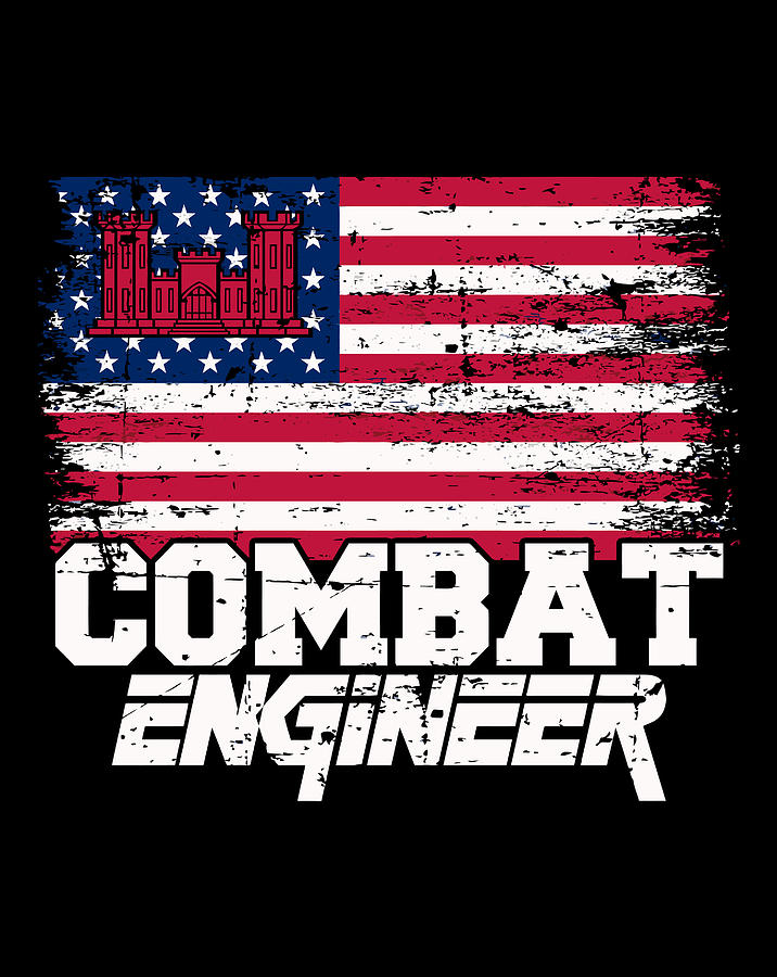 Combat Engineer With American Flag Distressed U S Military Digital Art ...