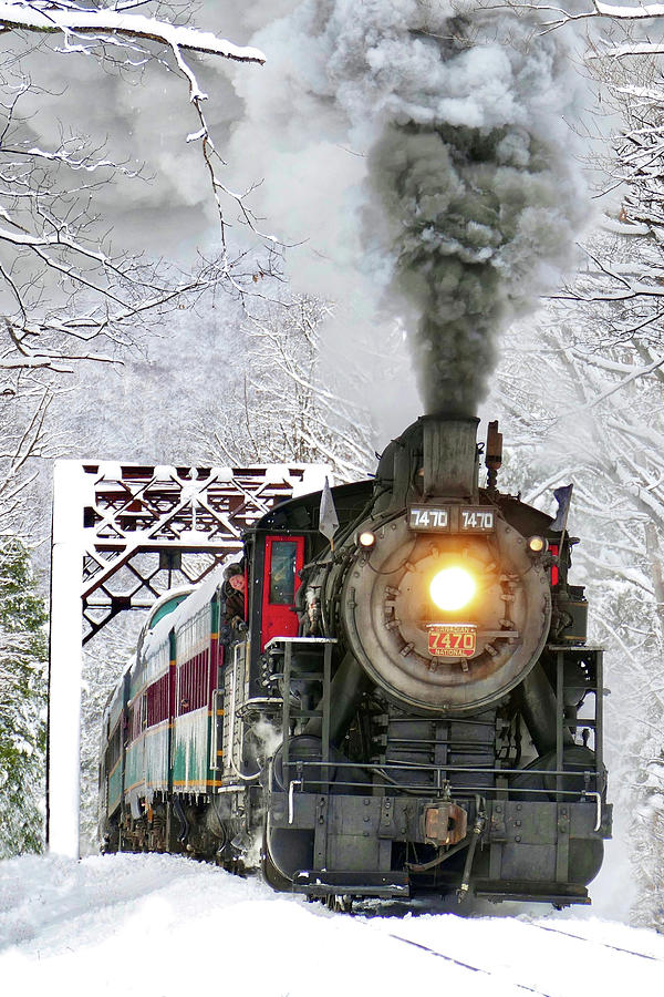 Conway Scenic Railroad Steam Locomotive Vertical by Stephen Gifford