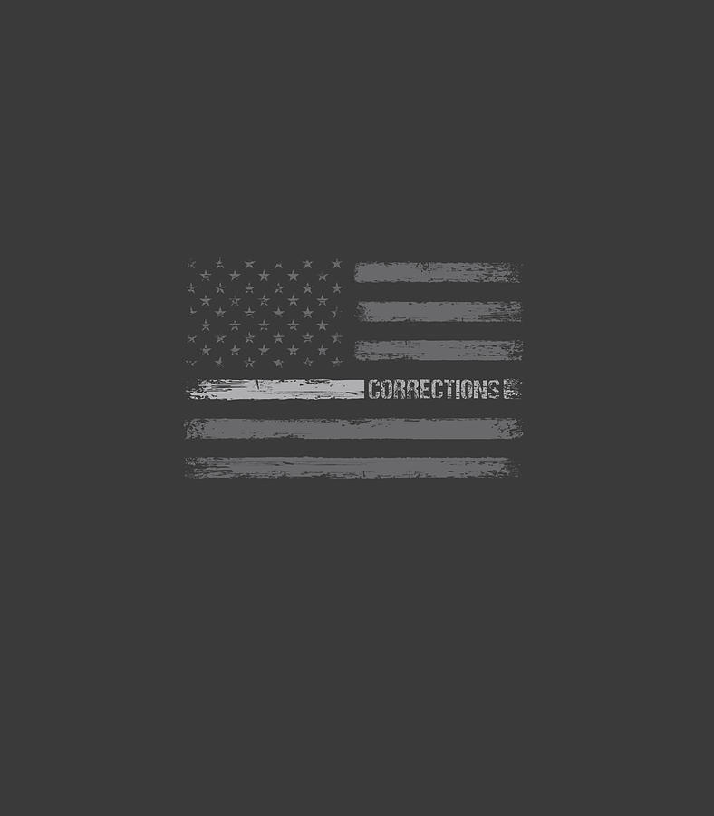 Correctional Officer Thin Silver Line American Flag Digital Art By