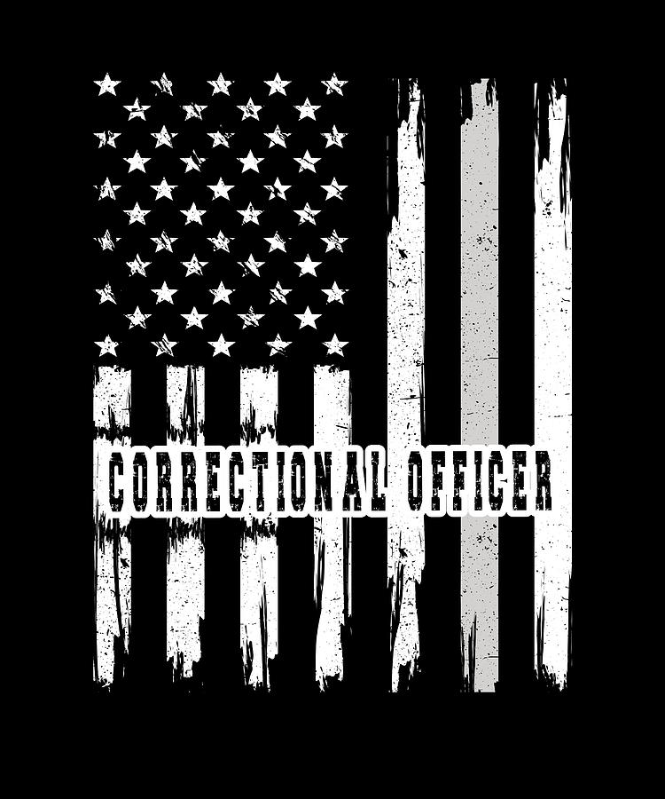 Correctional Officer Thin Silver Line Corrections Digital Art By Madeby
