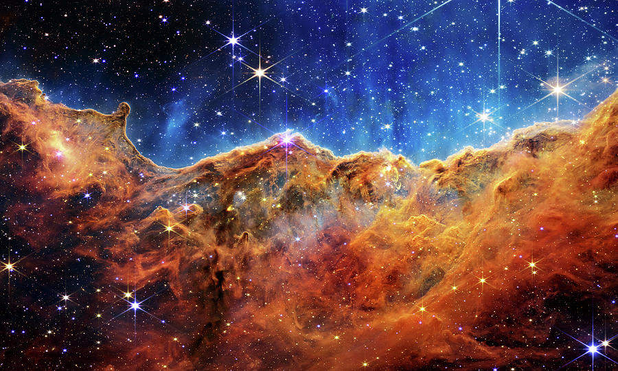 COSMIC CLIFFS IN THE CARINA NEBULA, NGC 3324, NIRCam IMAGE MURAL Photograph by Douglas Taylor ...