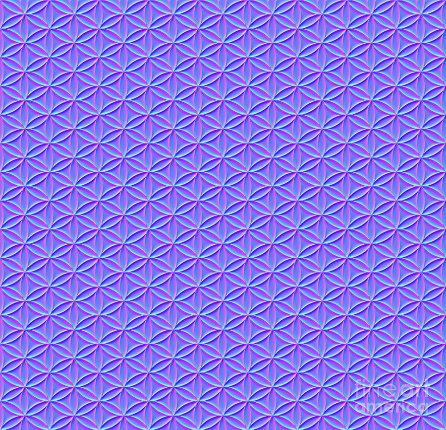 Cosmic colored Flower of Life pattern, 3D effect and textured ...