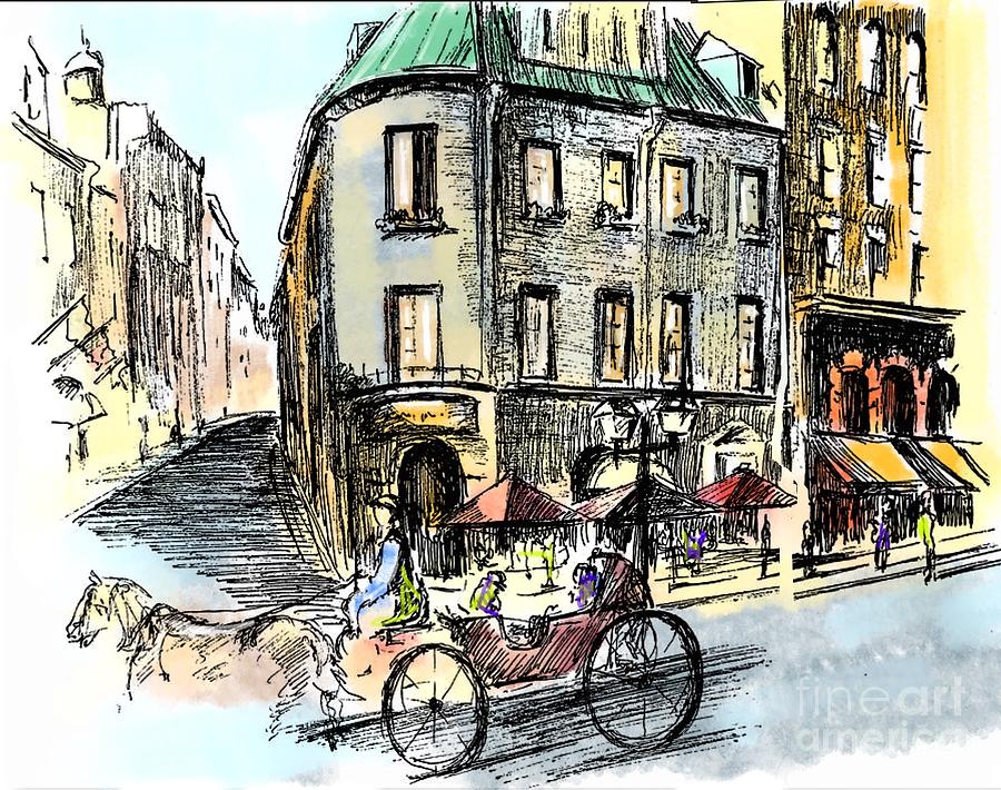 Cote de la Fabrique Quebec Drawing by Louise Lavallee | Pixels