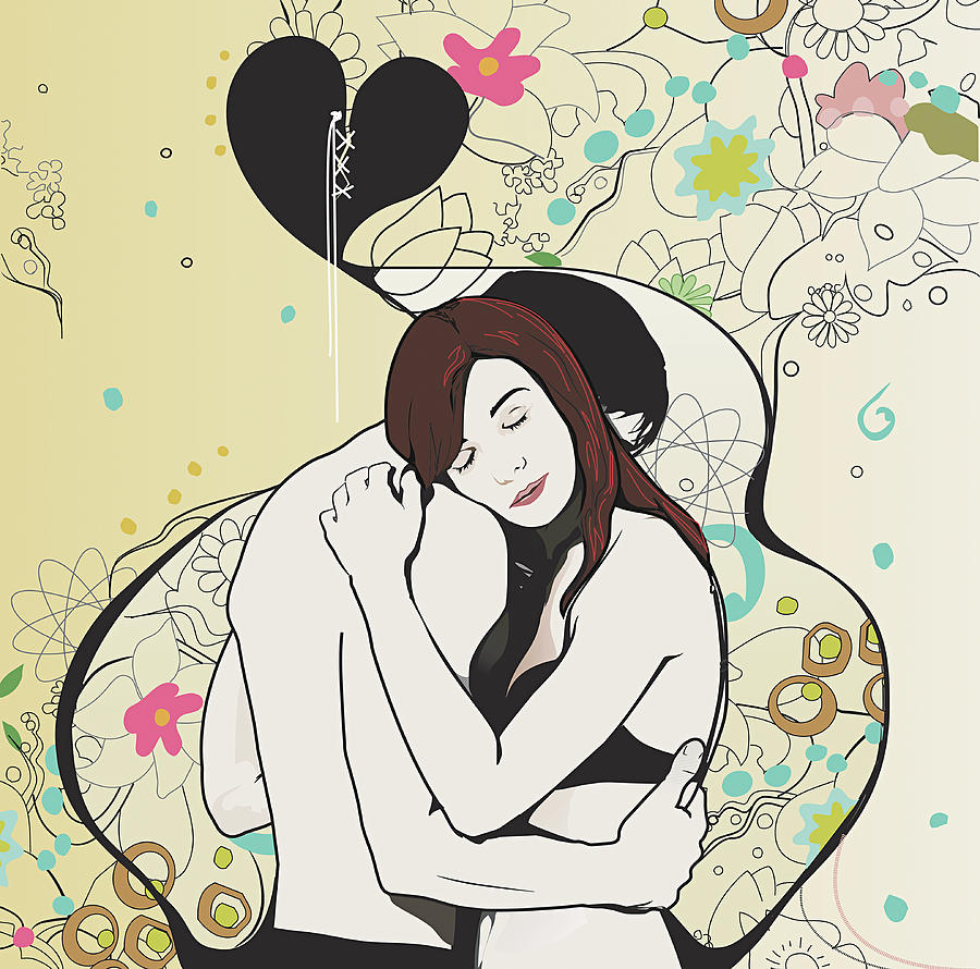 Couple Hugging Drawing By Carol Del Angel Fine Art America 