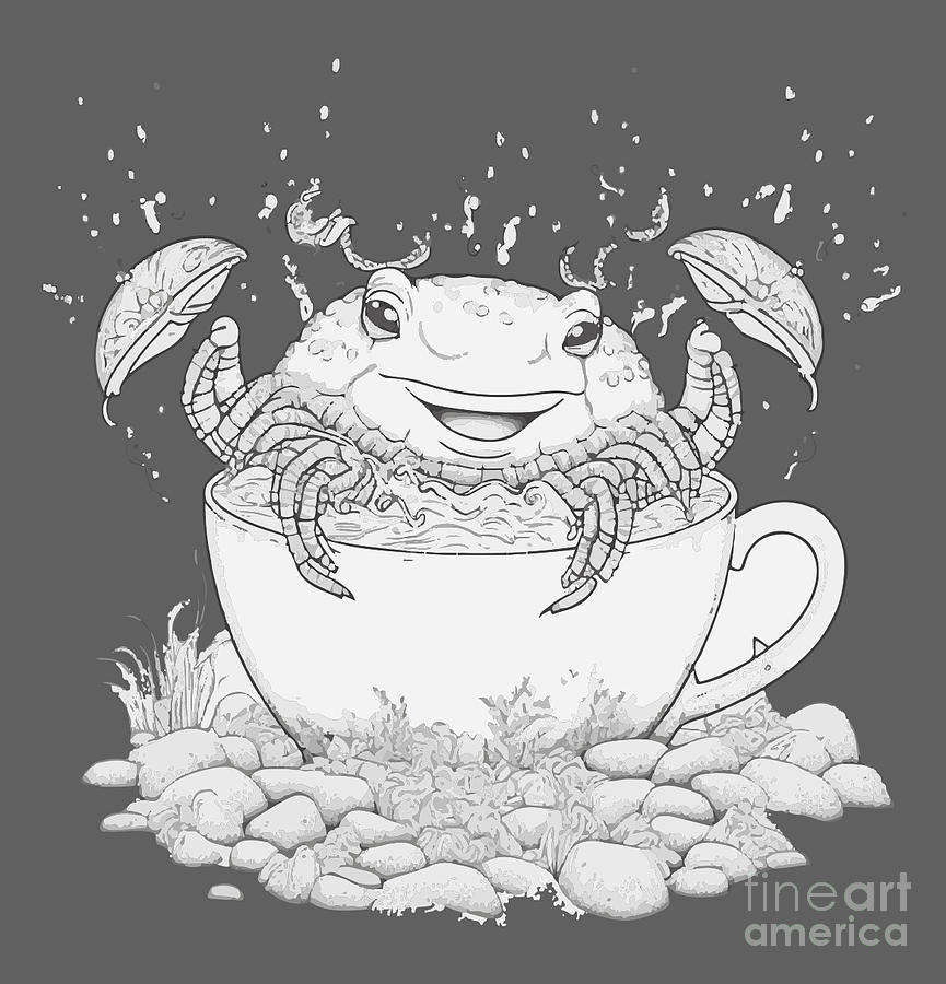 Crab Drinking Coffee Digital Art By Ramzi Abdelhadi Pixels