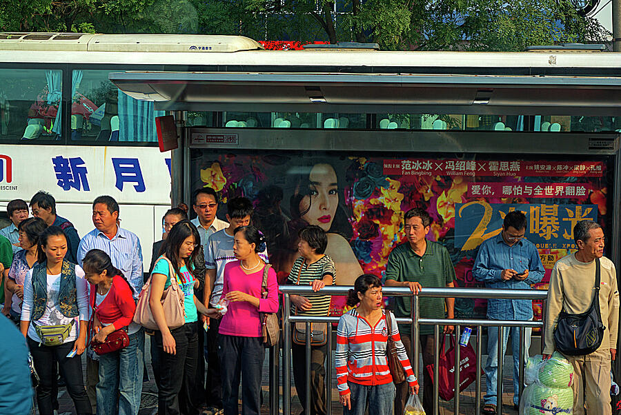 Crowded Bus Stop, Beijing Photograph by Frank Barnitz - Fine Art America
