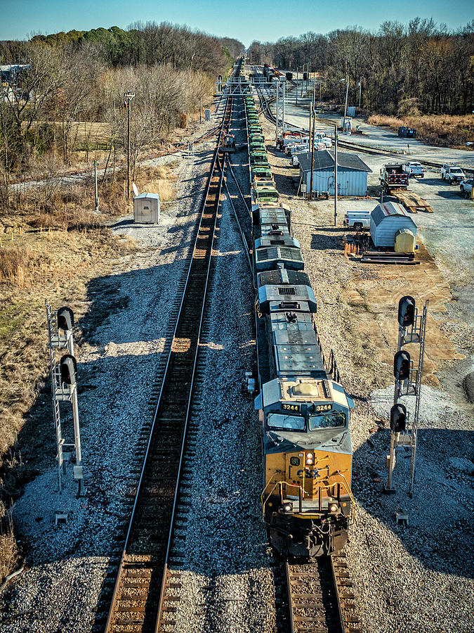 CSX 3244 leads loaded military train S279 at Guthrie Ky Photograph by Jim Pearson - Fine Art America