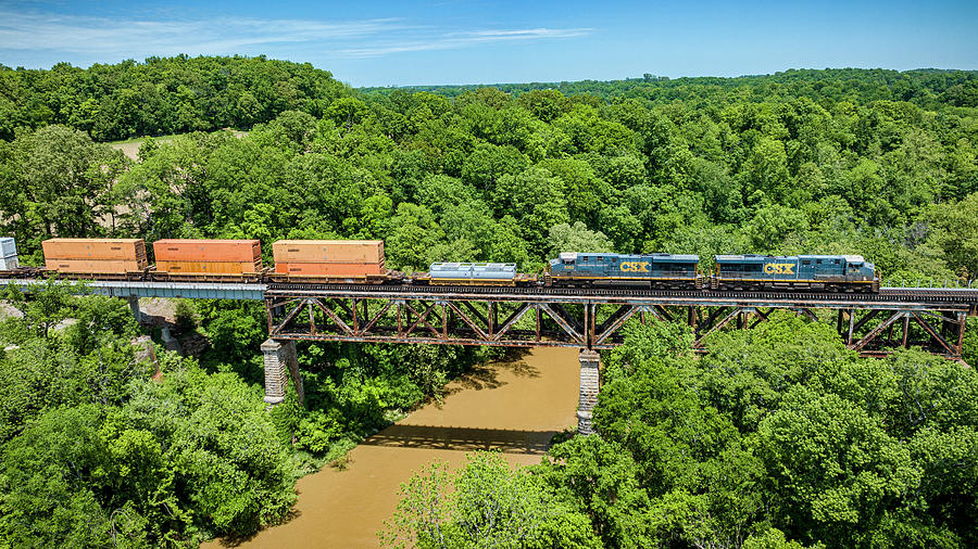 CSX I029 crosses Red River Bridge at Adams TN Photograph by Jim Pearson - Fine Art America
