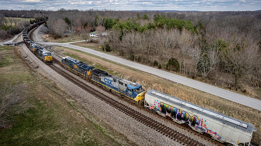 CSX N002 and Q648 meet at Kelly Kentucky Photograph by Jim Pearson