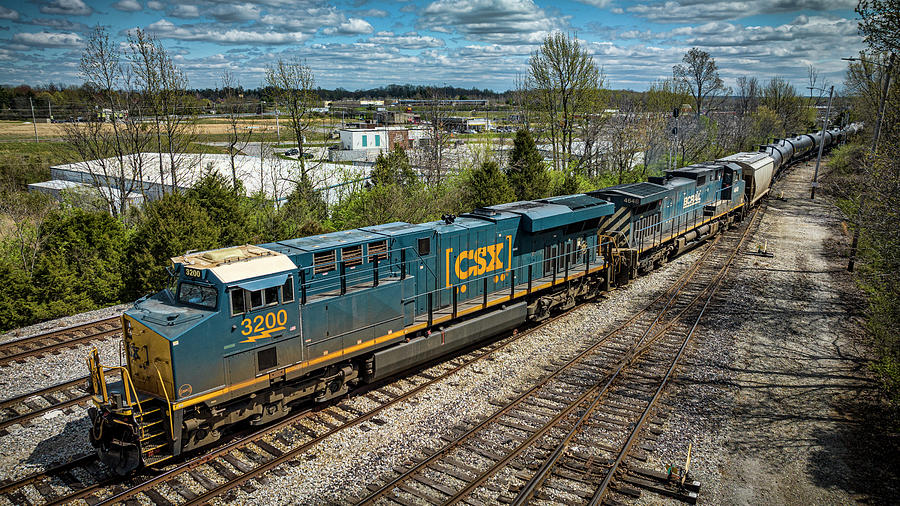 CSXT 3200 and BCRAIL 4648 lead CSX B744 at Madisonville Ky Photograph by Jim Pearson - Fine Art ...