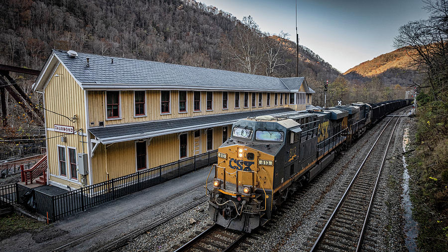 CSXT 813 pulls past the old C and O Depot at Thurmond West Virginia Photograph by Jim Pearson ...