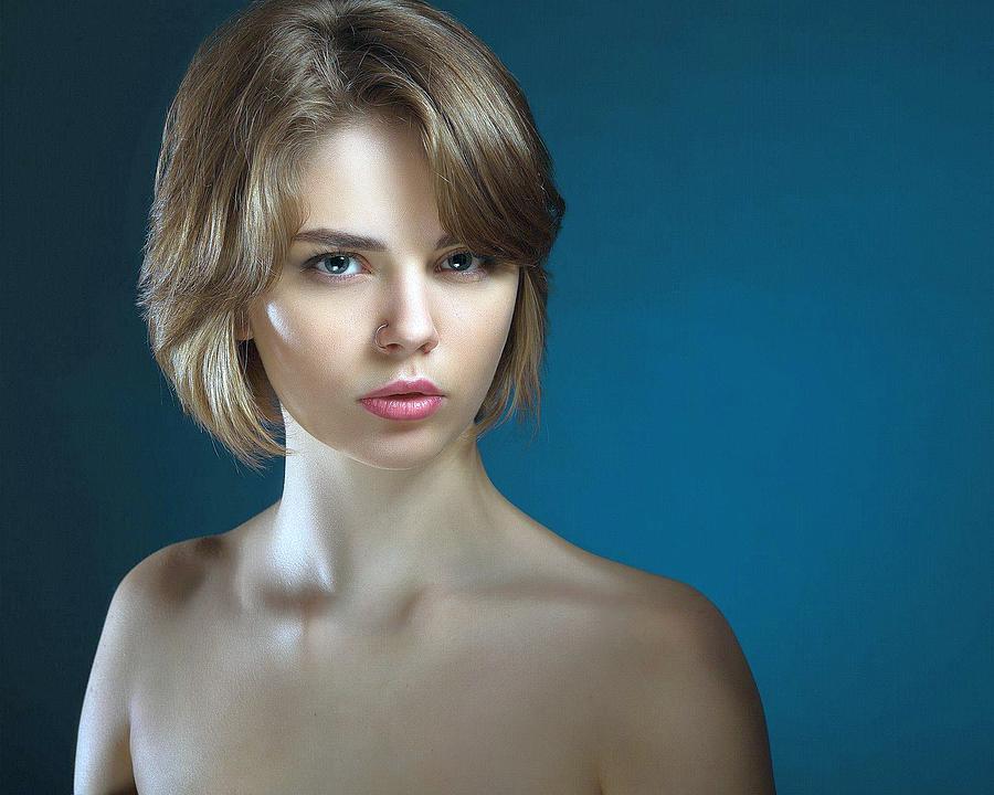 Cute Blonde Short Hair Girl Shoulders Ultra Hd Photograph By Astonishing Arts Fine Art America