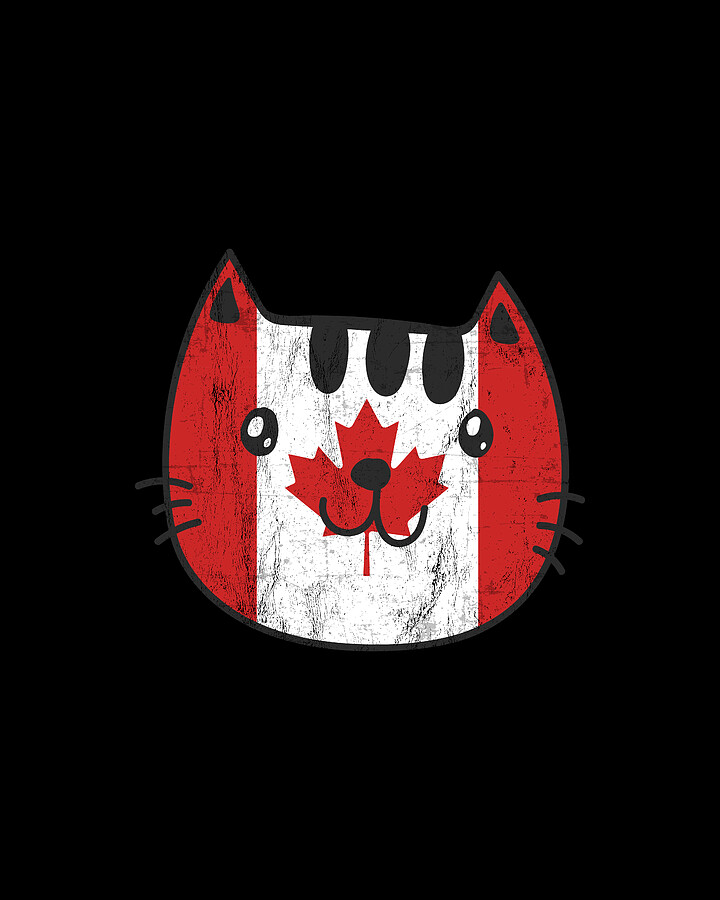 Cute Cat Head Canada Flag Cat Lover Canadian Drawing by Noirty Designs ...