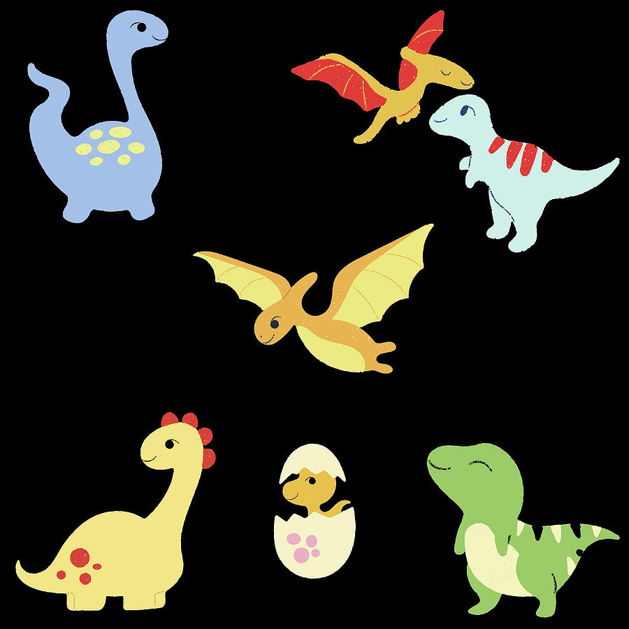 cute dinosaurs pack Poster stars Painting by Ryan Lauren - Pixels