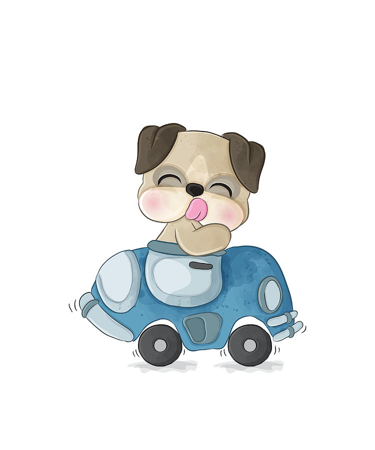 Cute Dog Driving A Car Poster Copy Painting by Zoe Maria | Fine Art America