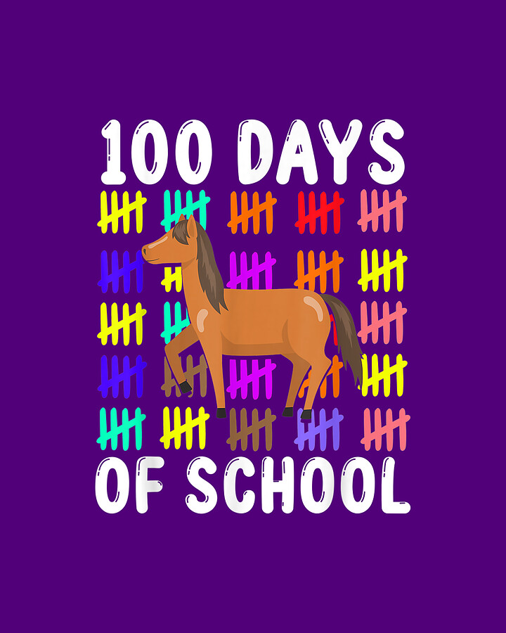 Cute Farm Animal Horse Cute Student Gift 100 Days Of School Drawing by ...
