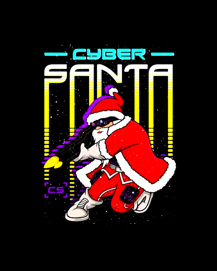 Cyber Santa Claus Gaming Synthwave Digital Art by Lazado - Pixels
