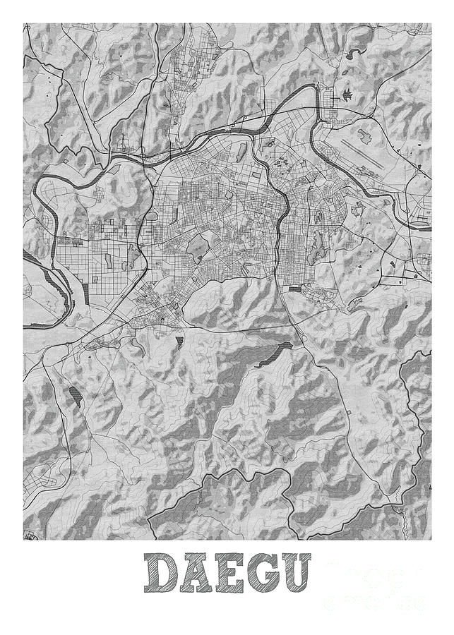 Daegu - South Korean Pencil City Map Digital Art by Tien Stencil - Pixels