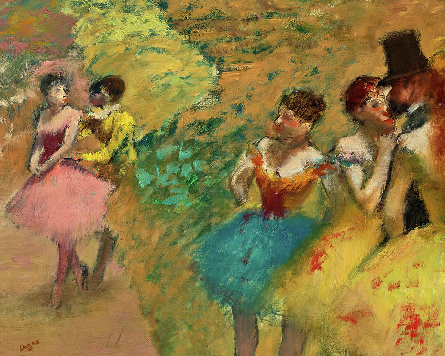 Dancers, Behind the scenes of the Opera Painting by Edgar Degas - Pixels