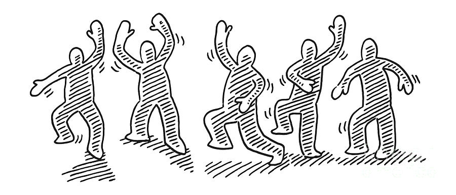 Dancing Human Figures Motion Drawing Drawing by Frank Ramspott - Fine ...