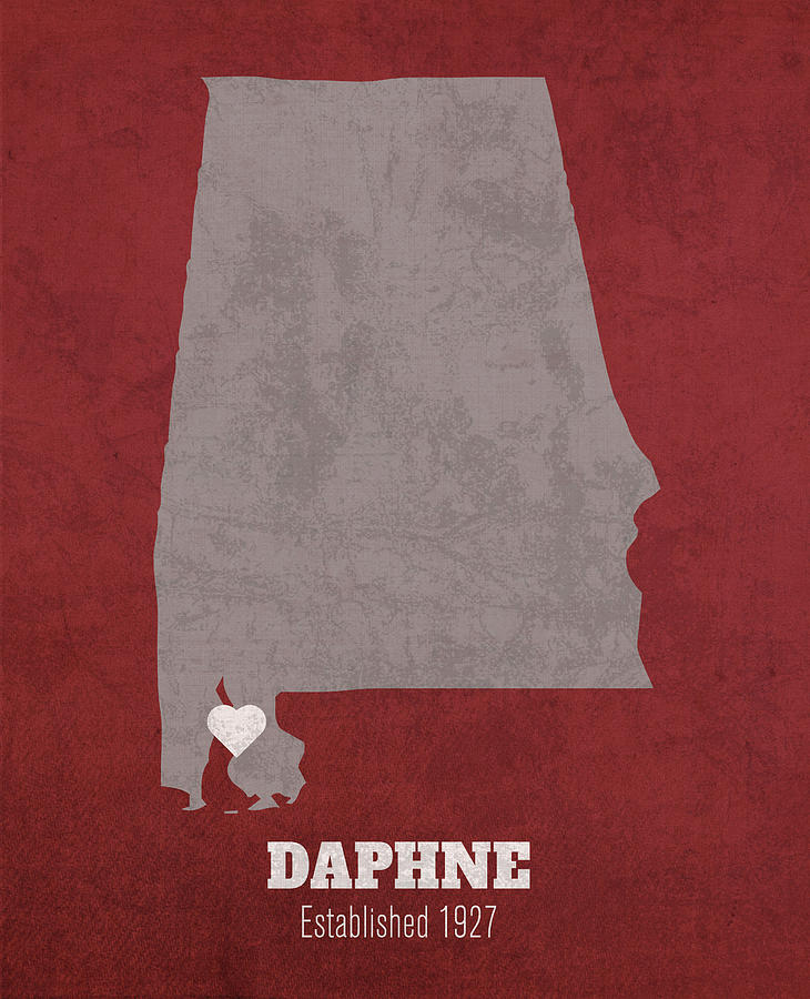 Daphne Alabama City Map Founded 1927 University of Alabama Color ...