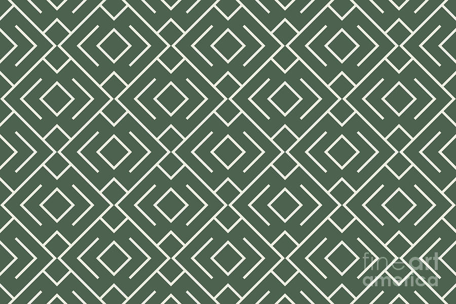 Dark Green Cream Abstract Modern Geometric Shape Mosaic Pattern 4 ...