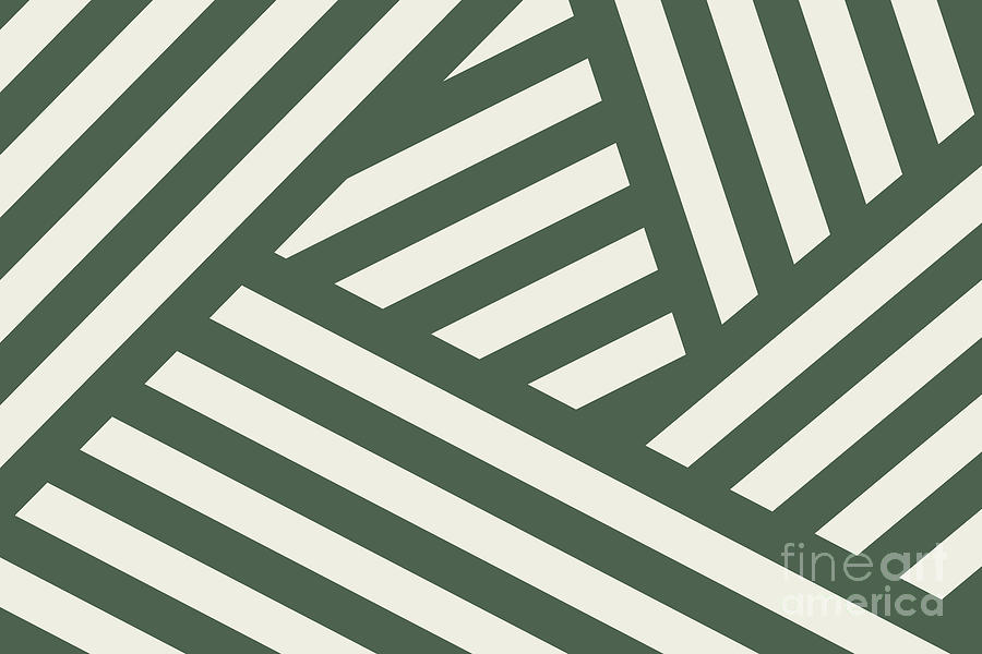 Dark Green Cream Abstract Stripe Pattern Pairs 2023 Color of the Year ...