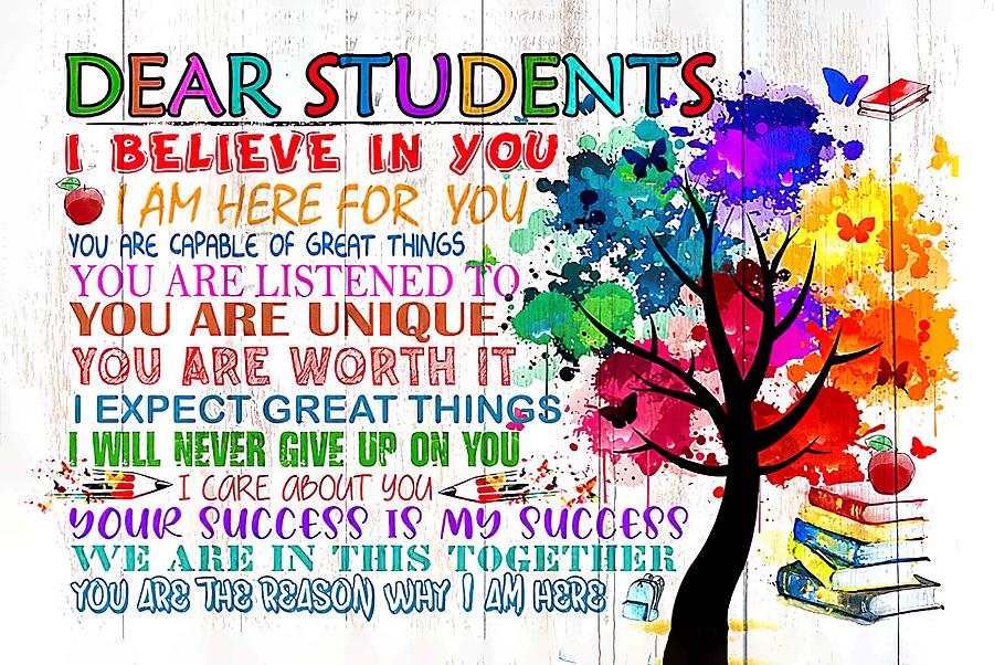 Dear Students I Believe In You Canvas, Classroom Canvas, Motivational ...