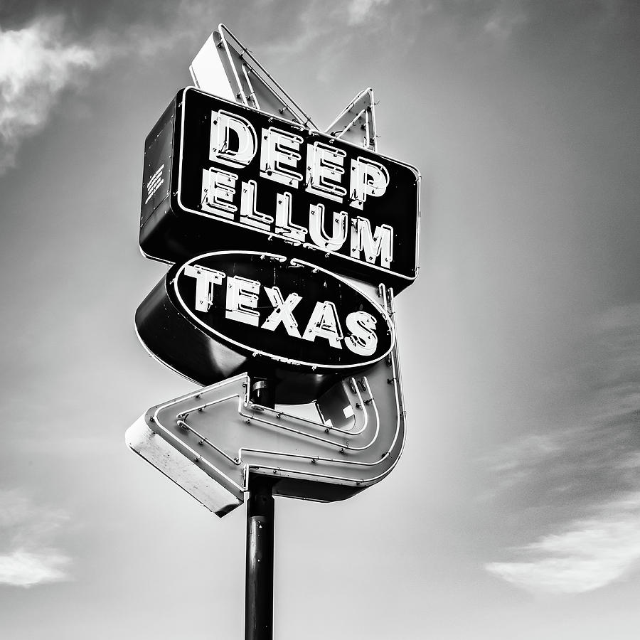 Deep Ellum Arrow Sign - Dallas Texas Monochrome 1x1 Photograph by ...
