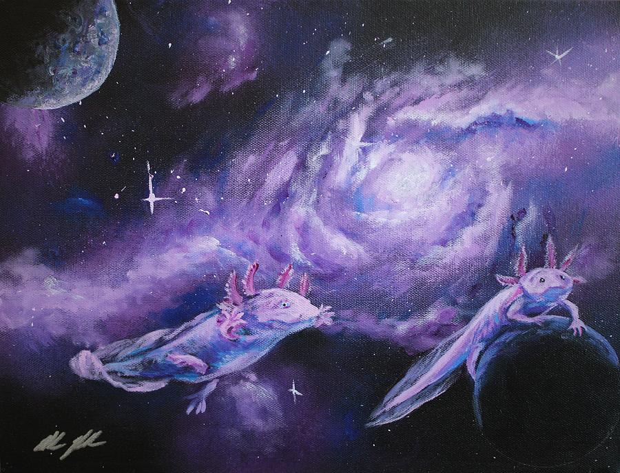 Deep Space Axolotl Painting by Deborah Campbell - Fine Art America