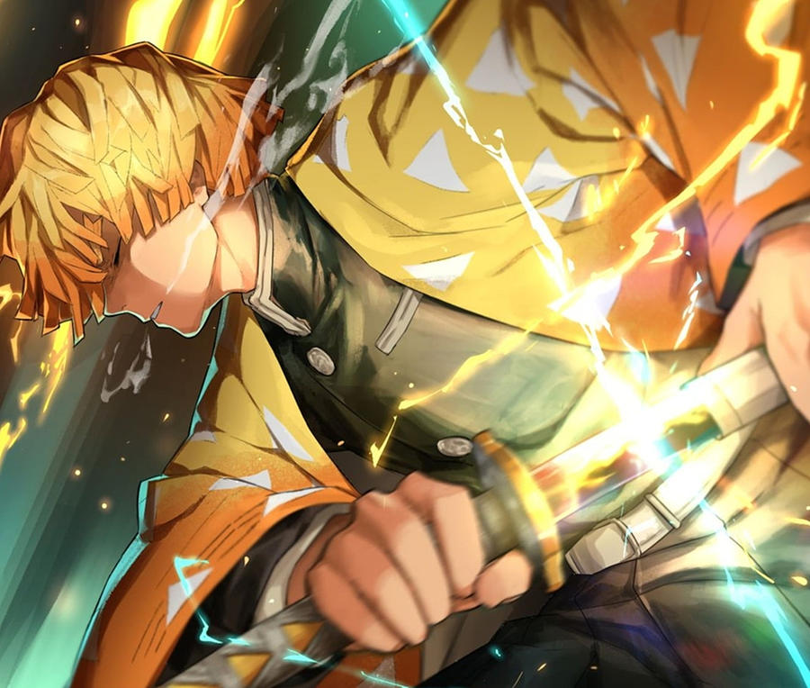 Demon Slayer Zenitsu Agatsuma Digital Art by William Stratton