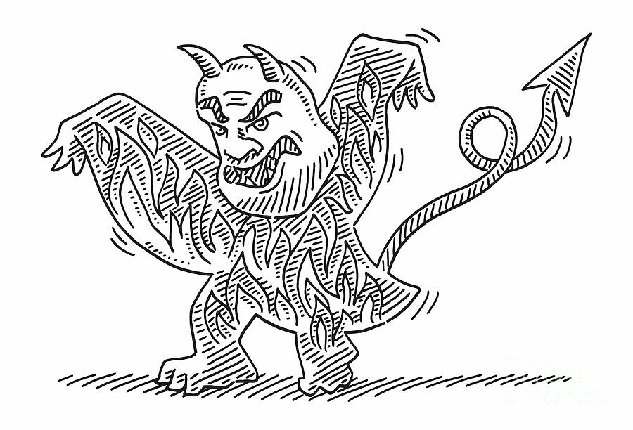 Devil Costume Figure Drawing by Frank Ramspott