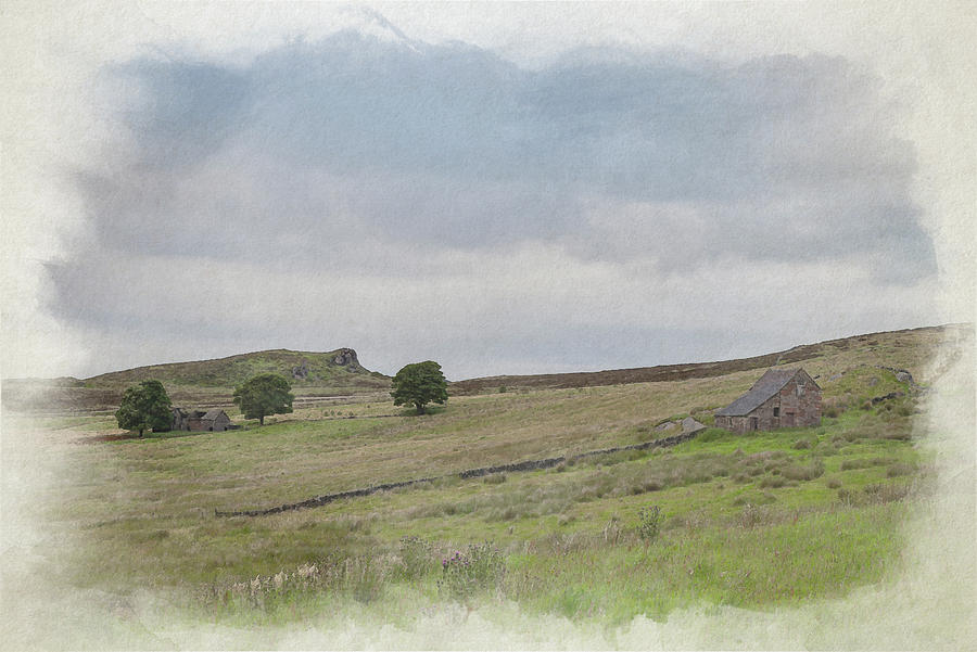 Digital watercolour painting from Gib Torr looking towards Knowlend at ...