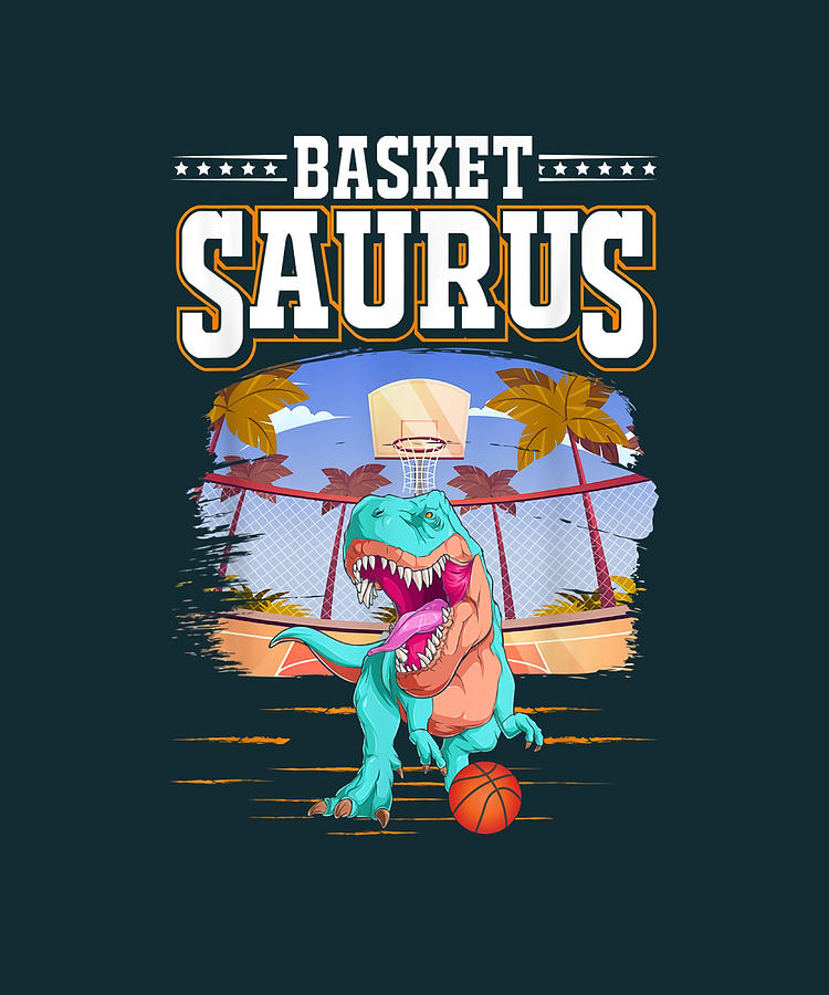 Dino Sport Basketball playing Trex Poster 70s Painting by Palmer Beth - Fine Art America