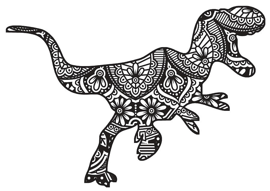 Dino the Zentangle Dinosaur Poster nostalgia Painting by Clark Chelsea ...