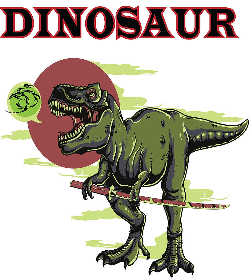 dinosaur and unicorn Poster retro Painting by Lee Brandon - Fine Art ...