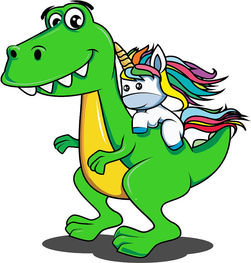 Dinosaur and Unicorn Poster retro Painting by Rogers Roxanne | Fine Art ...