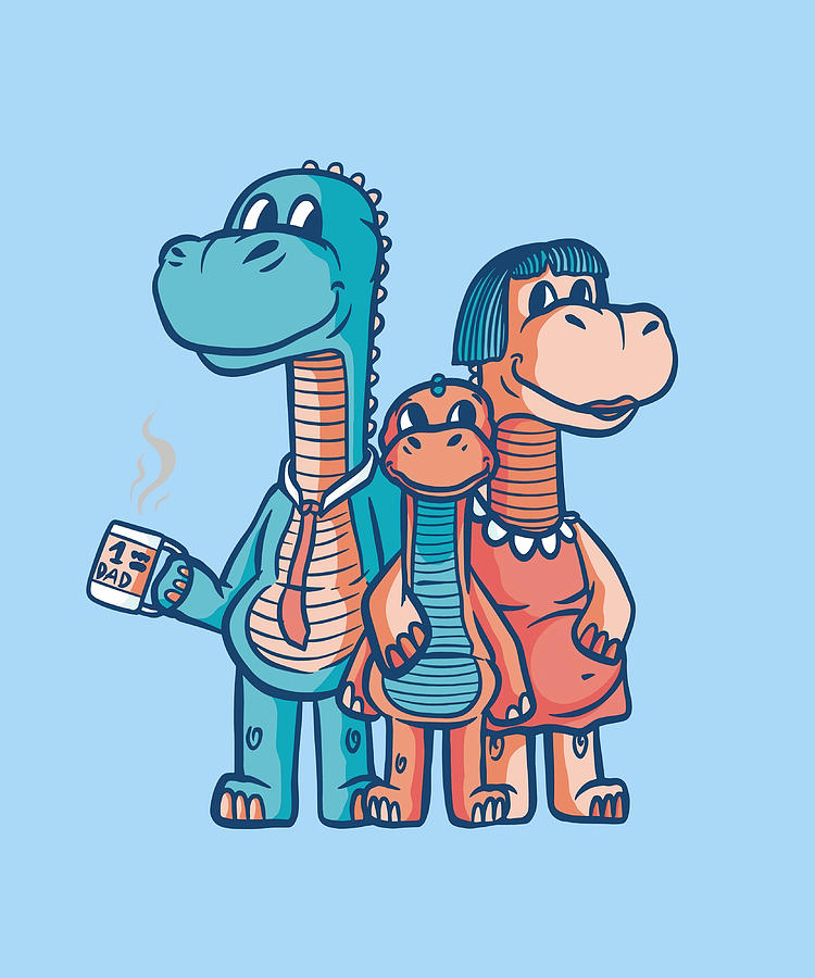 Dinosaur dinosaur family Poster 80s Painting by Alan Maria - Fine Art ...