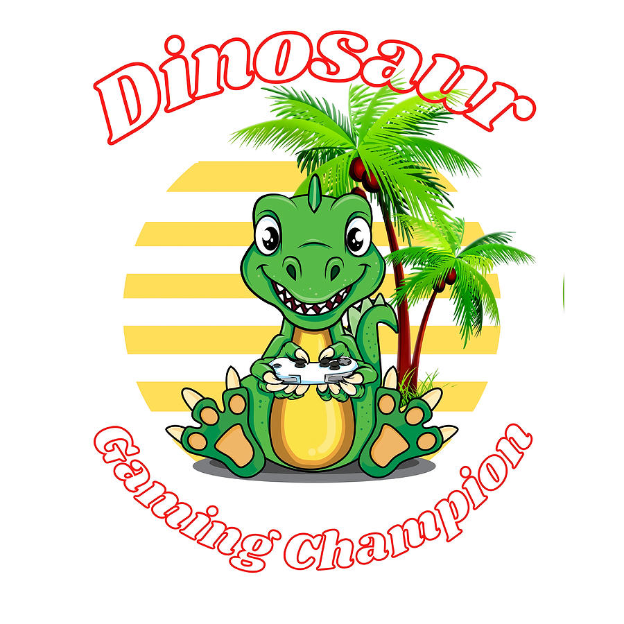 Dinosaur Gaming Champion Poster nostalgia Painting by Morgan Joel ...
