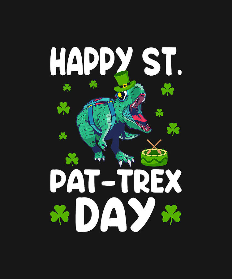 Dinosaur St Patricks Day Happy St Pat Trex T rex Boys Men Drawing by DHBubble - Pixels