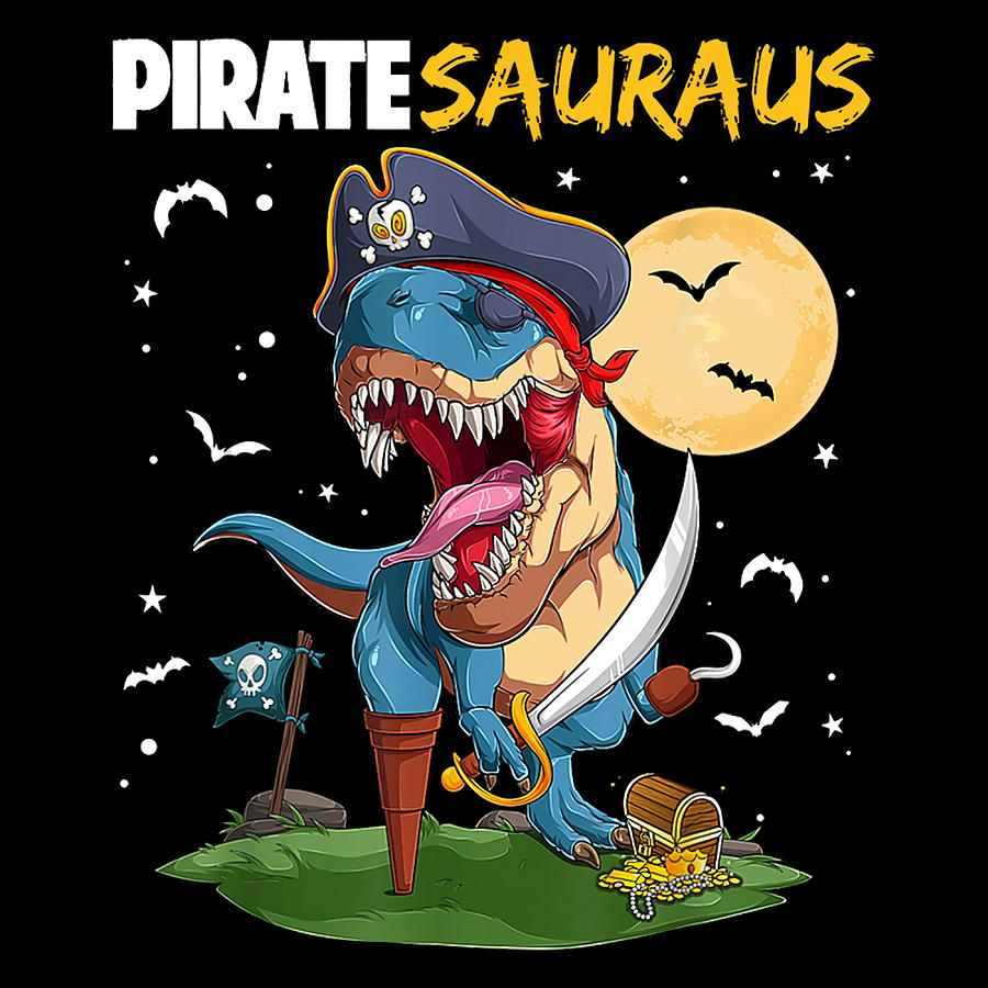 dinosaur t rex pirate piratesauras Poster cool Painting by Alan Maria ...