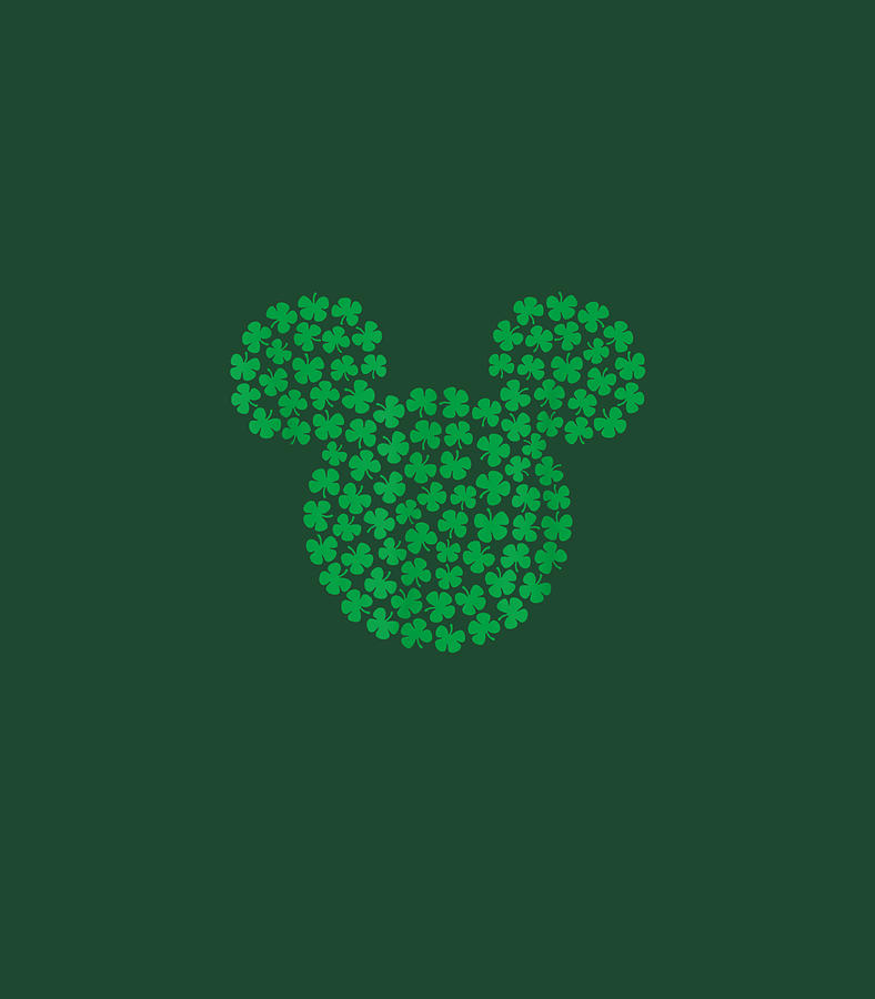 Disney Mickey Mouse Green Clovers St Patricks Day Digital Art By Dexig