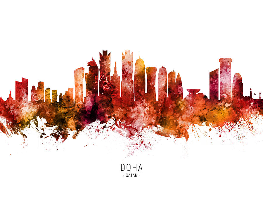 Doha Qatar Skyline #22 Digital Art by Michael Tompsett - Pixels