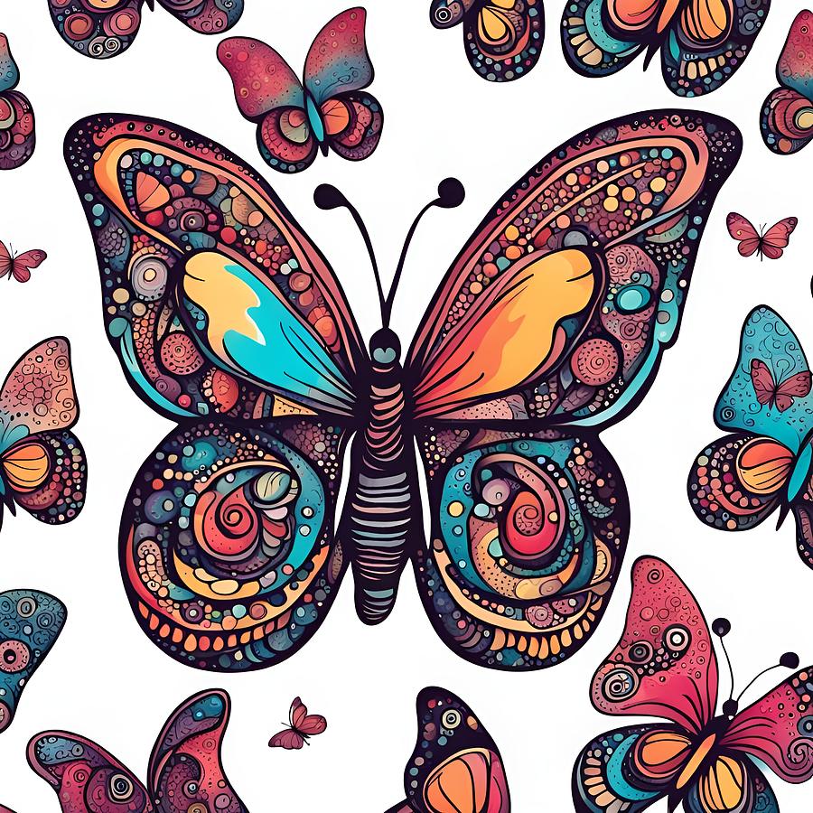 Doodle art butterflies Digital Art by Kristen O'Sullivan - Fine Art America