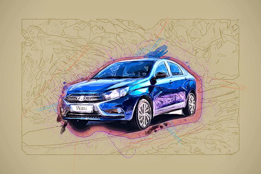 Drawing Lada Vesta Exclusive Road 2020 Cars Gfl Russian Colorful ...