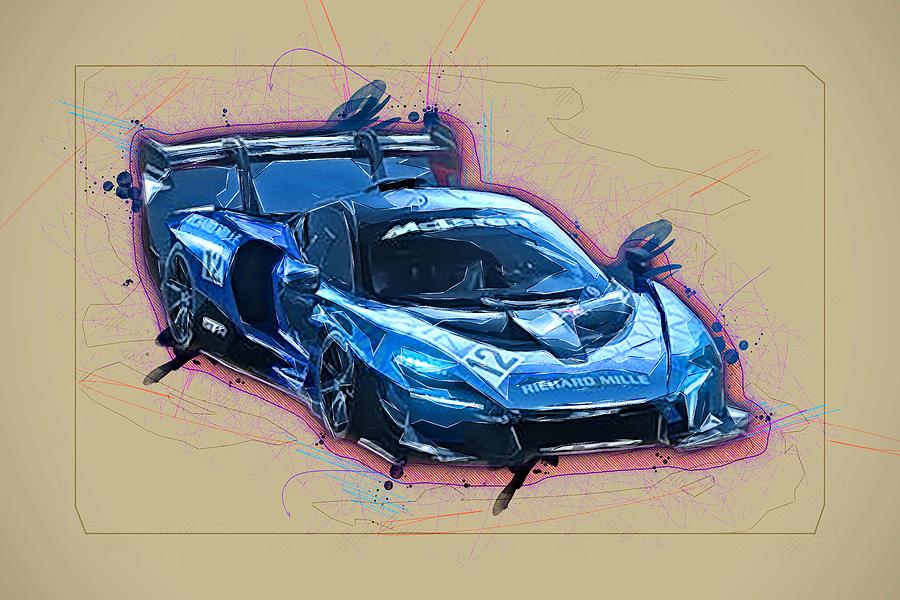 Drawing Mclaren Senna Gtr 2020 Racing Car Night Tuning British Sports ...
