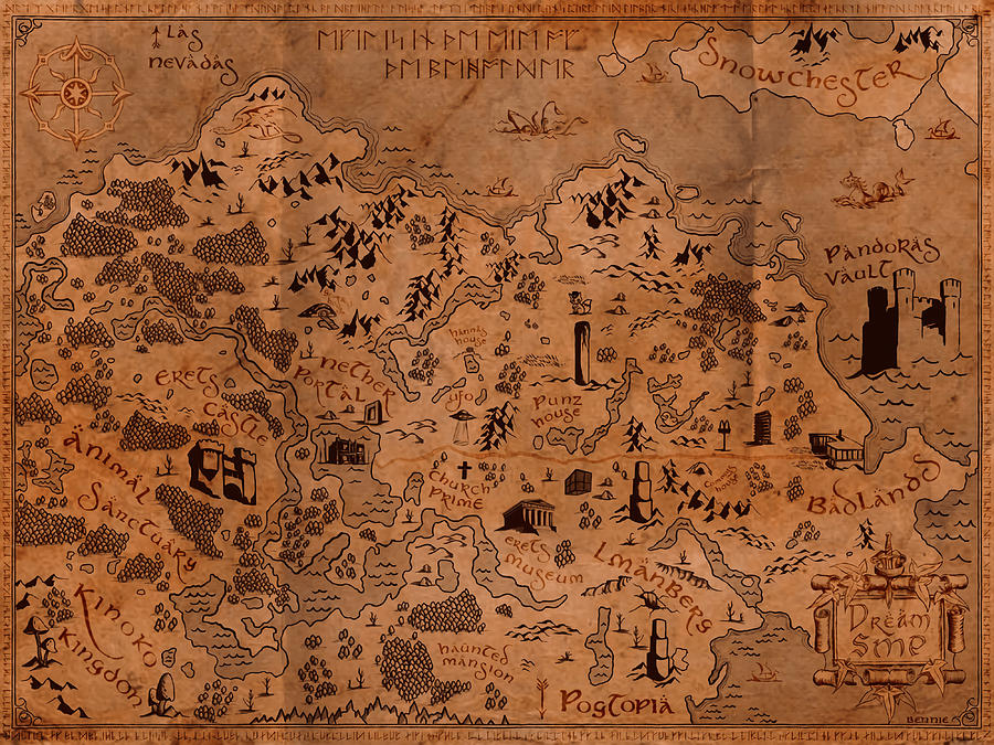 Dream SMP Map Illustration Canvas Print Painting by Anthony Hill | Pixels